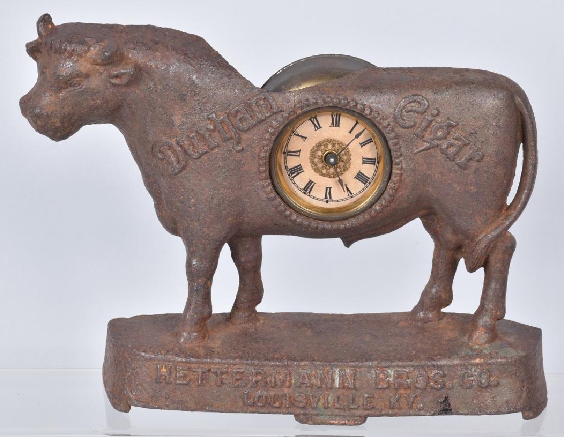 BULL DURHAM TOBACCO CAST IRON ADVERTISING CLOCK