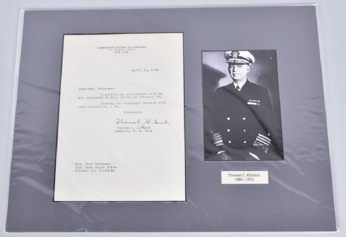WW2 ADMIRAL THOMAS C. KINKAID SIGNED LETTER