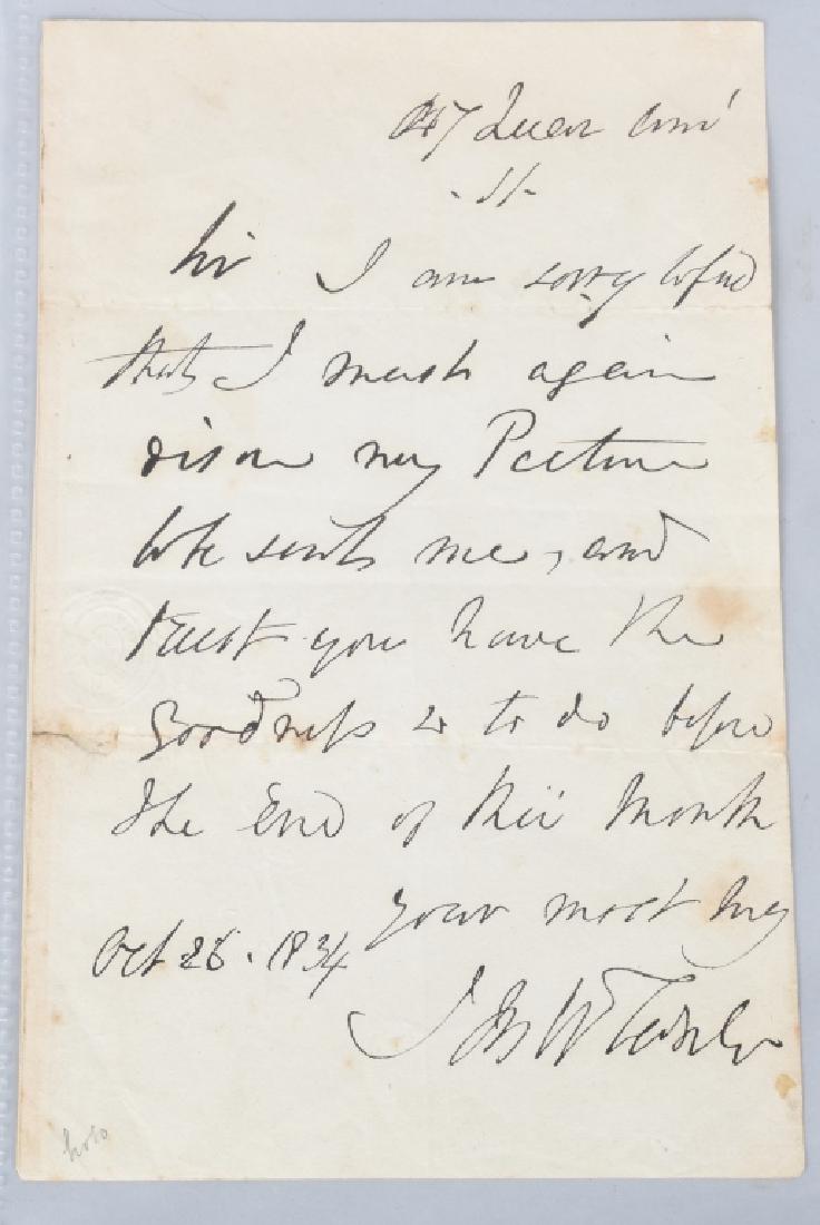 ARTIST J.M.W. TURNER SIGNED NOTE