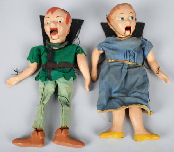 Peter Pan And Wendy Marionette Puppets, Vintage