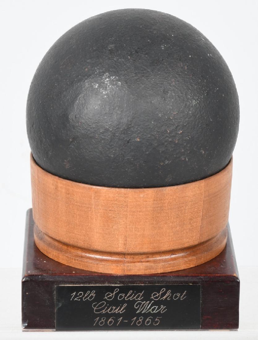Civil War 12 Pound Cannon Ball W/ Display Stand