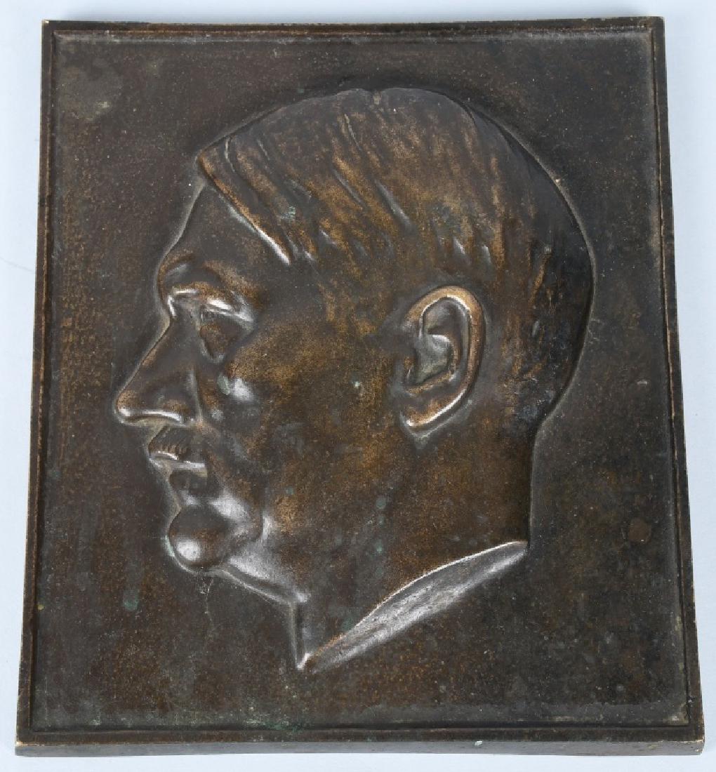 WWII NAZI GERMAN ADOLPH HITLER BRONZE PLAQUE