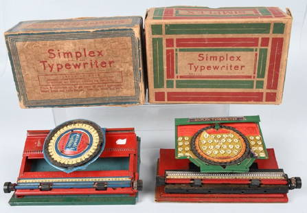 A Collection Of Simplex Tin Toy Typewriters