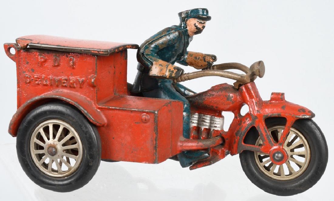 VINDEX 1930'S CAST IRON PDQ DELIVERY MOTORCYCLE