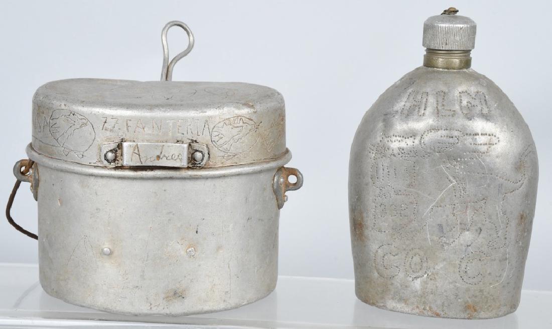 WWI 332ND TRENCH ART CANTEEN & ITALIAN MESS KIT