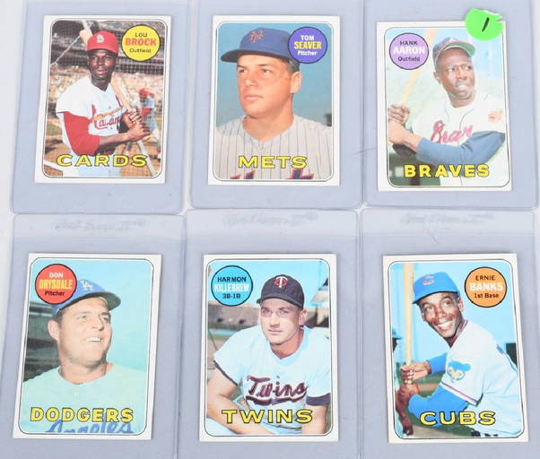 6 69 Topps Baseball Cards Aaron, Seaver, & More