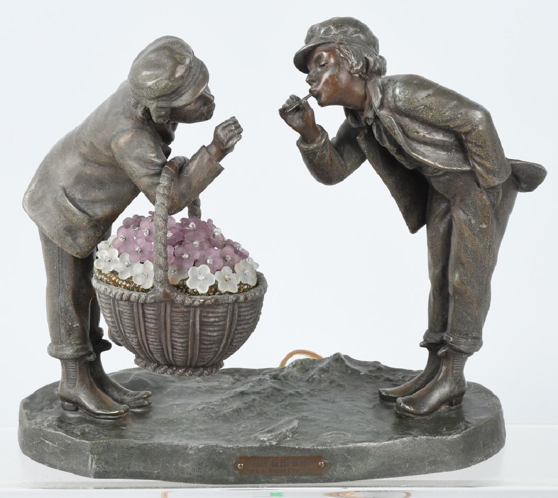 ANTIQUE METAL FIGURAL LAMP, PAR A. de RANIERI