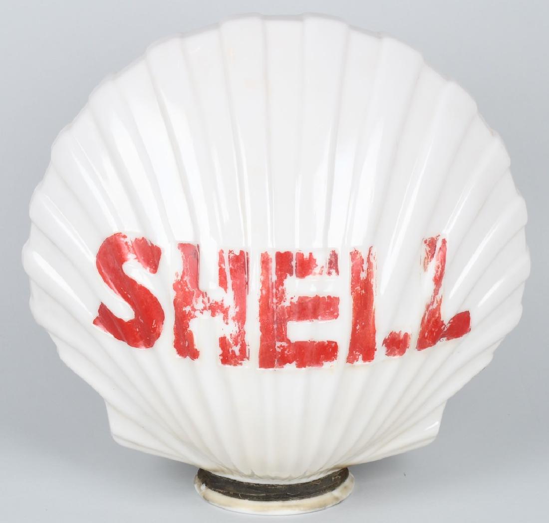 SHELL CLAM SHELL MILK GLASS GAS GLOBE