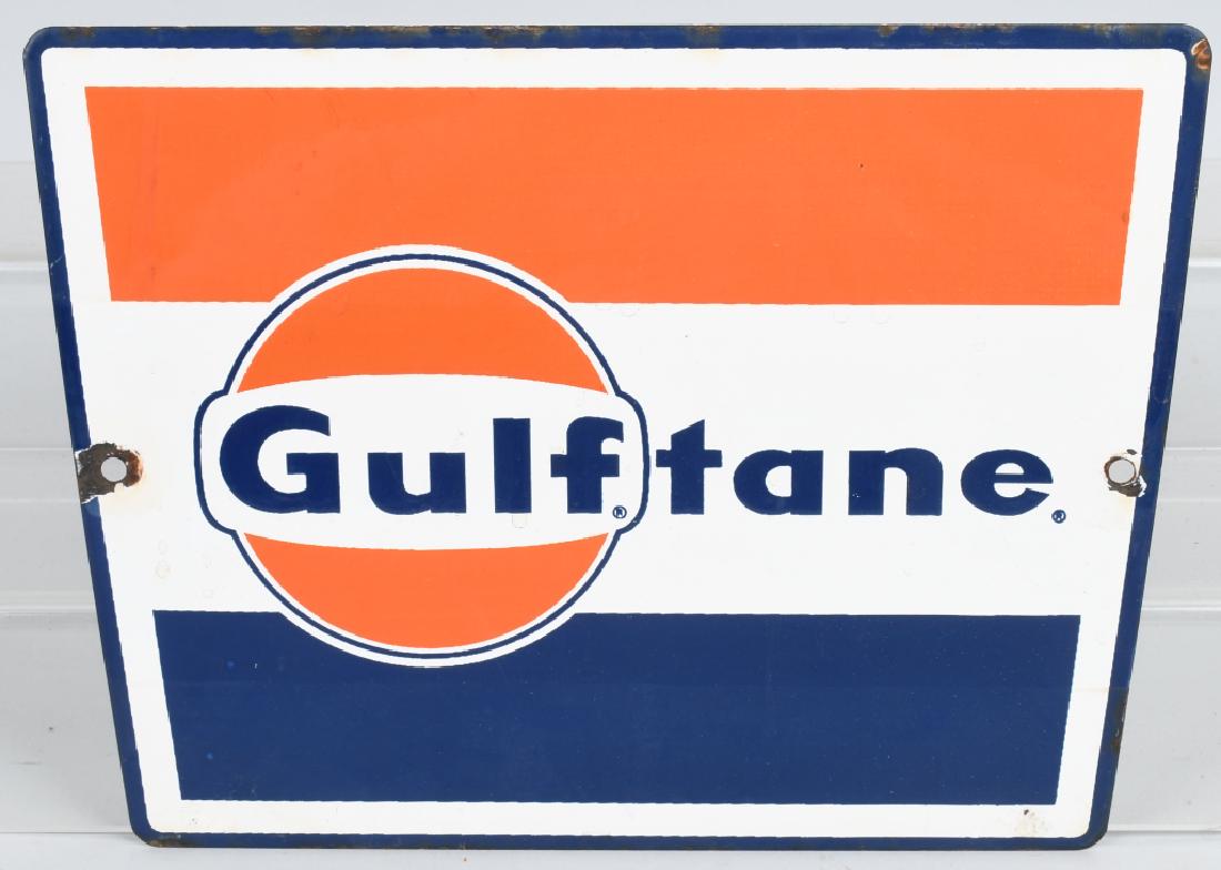 GULF GULFTANE PORCELAIN SIGN
