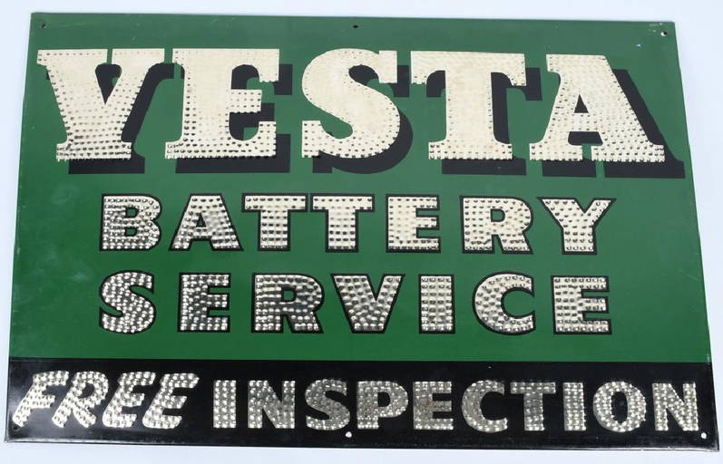 Vesta Battery Service Embossed Sign