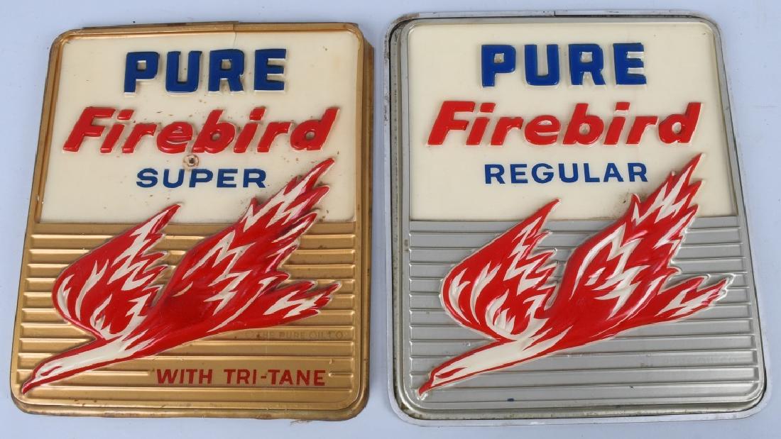 2- PURE FIREBIRD GASOLINE PLASTIC SIGNS