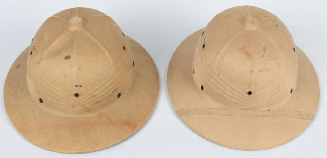 Wwii Two Identified U.s. Pith Helmets