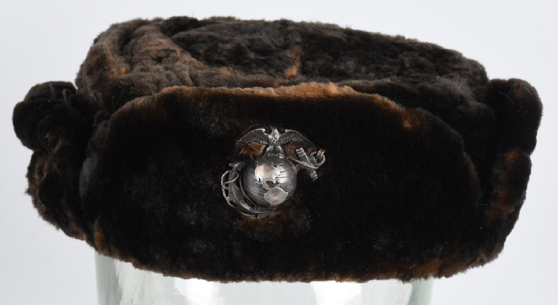 WWI ERA SEAL FUR HAT W/ USMC EGA