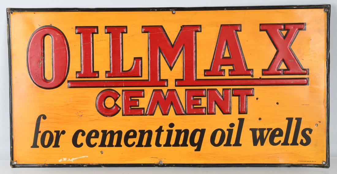 OILMAX CEMENT EMBOSSED TIN SIGN