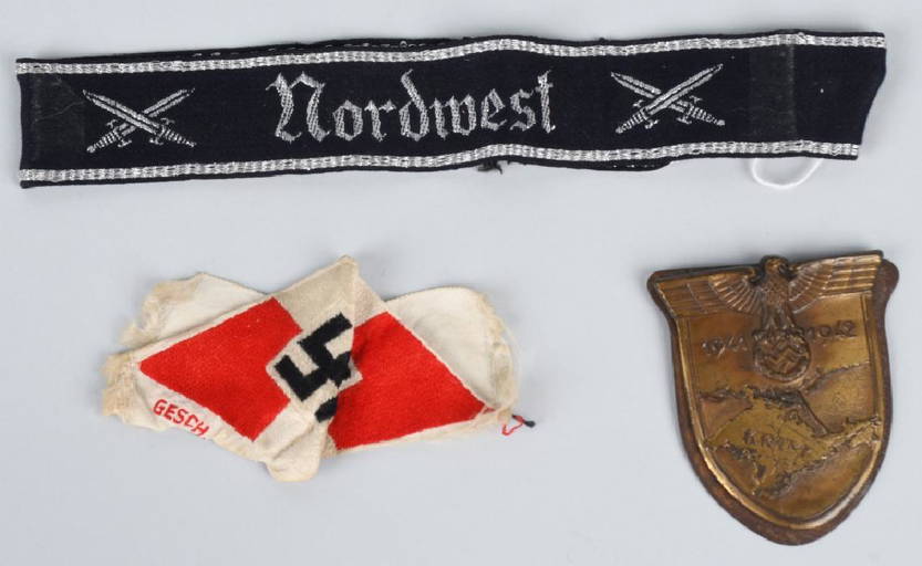 Wwii Nazi German Krim Shield Hj Patch & Cuff Title