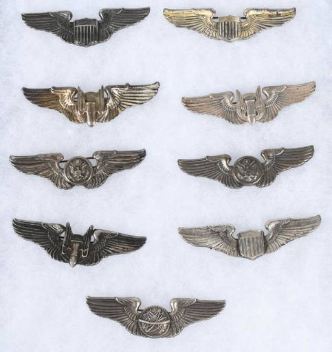 Wwii U.s. Aaf Wing Lot 3 Inch Sterling Wings 9