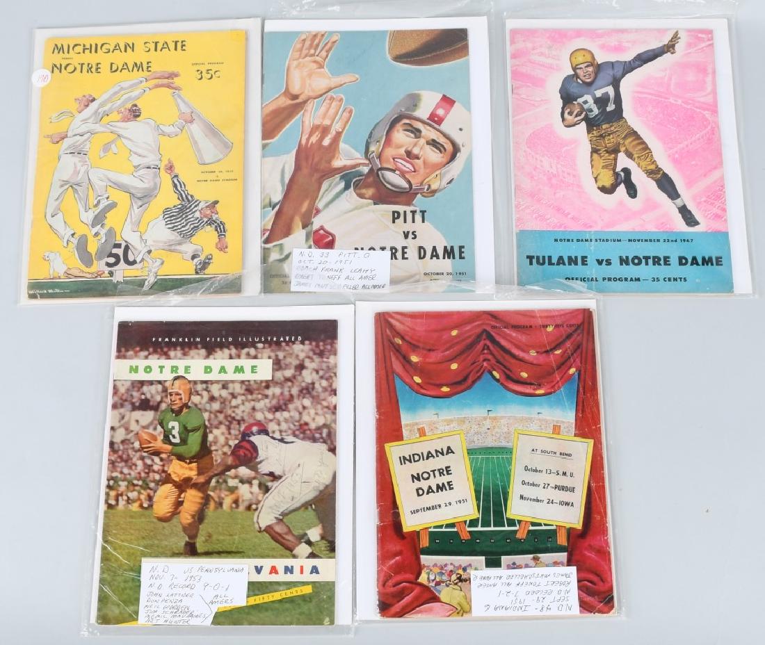 Notre Dame 5 Vintage Football Programs