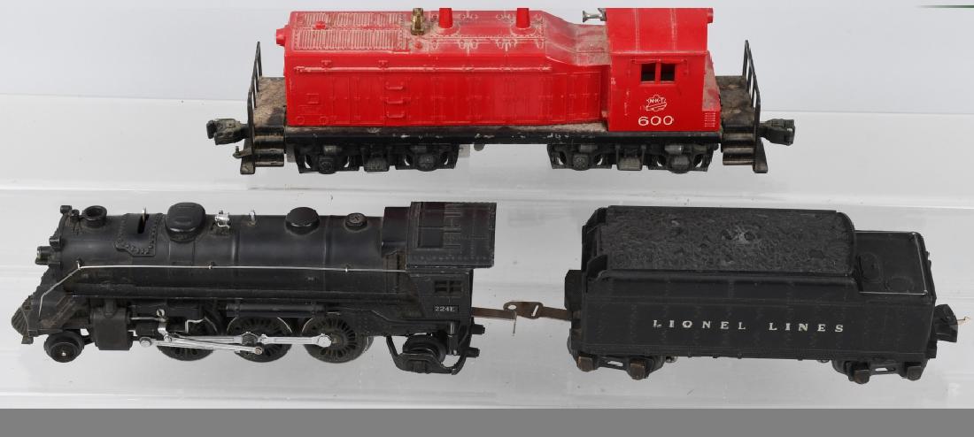 Lionel Locomotive 224e & Tender, And 600 Diesel