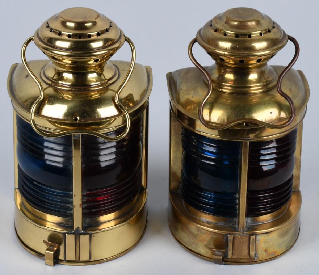 2- BRASS SHIPS NAVIGATION OIL LAMPS