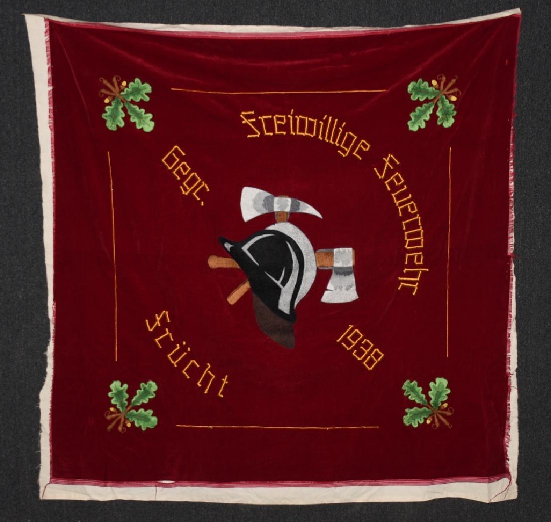 WWII NAZI GERMAN 1938 FIREMAN'S POLICE BANNER FLAG