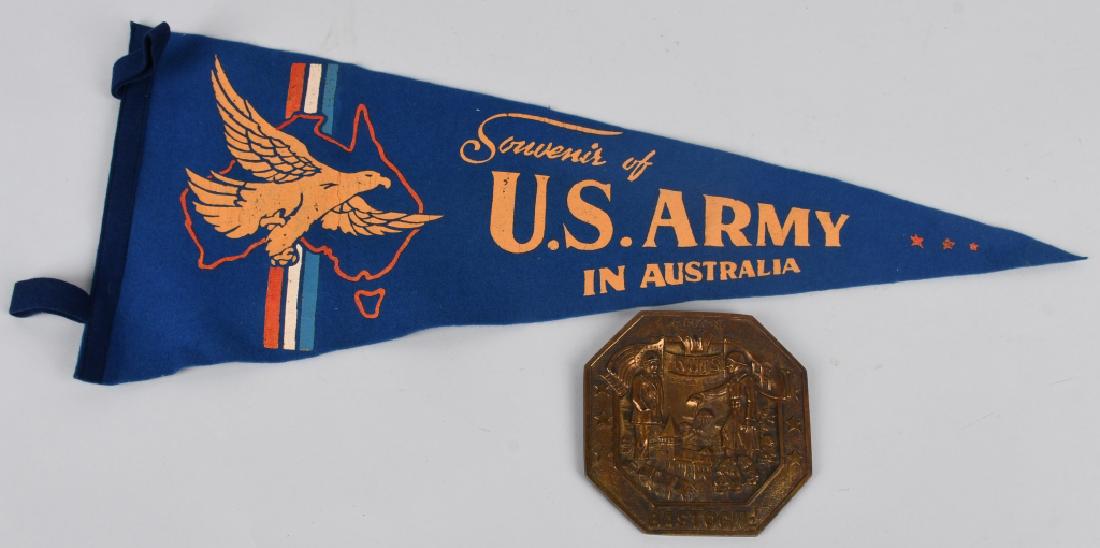 WWII BULGE 101ST NUTS PLAQUE & AUSTRALIA PENNANT