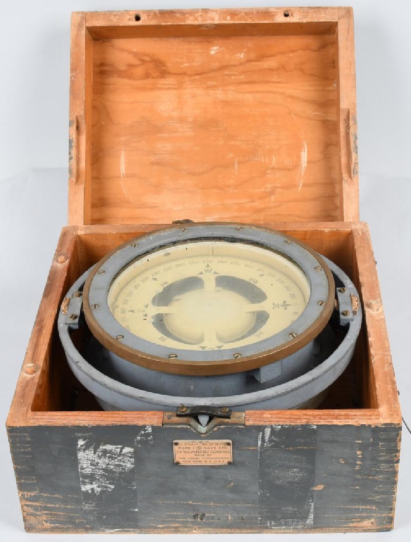 WWII US NAVY 1943 MK1 BUSHIPS 7.5" COMPASS & CRATE
