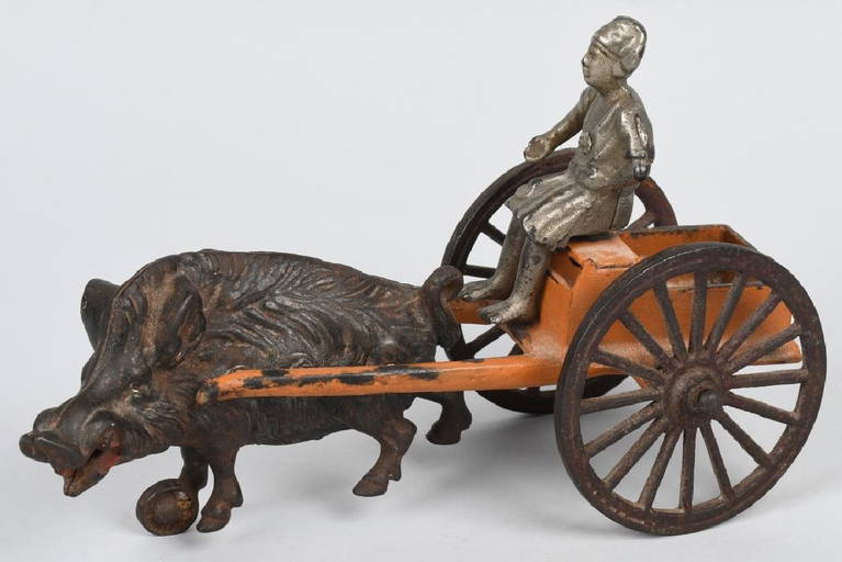 Kenton Cast Iron Wild Boar Cart W/ Driver