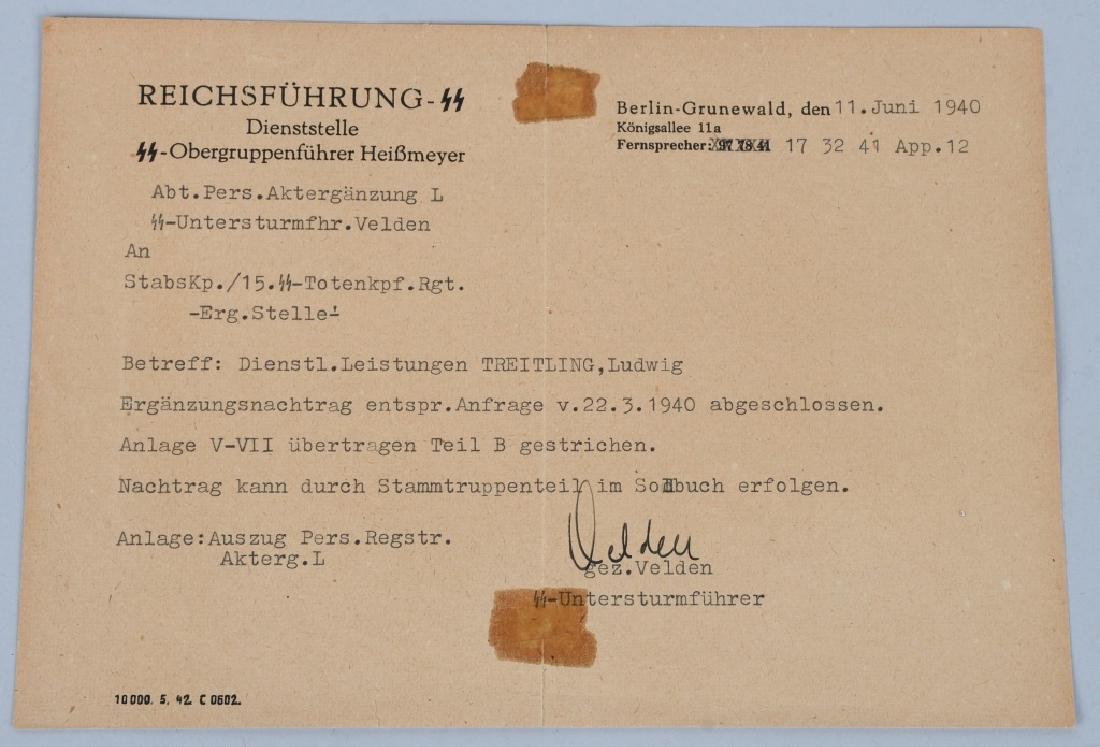 WWII NAZI GERMAN SS DOCUMENT ON PRE PRINTED FORM