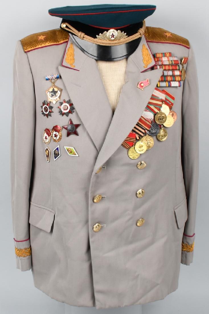 SOVIET GENERAL PARADE DRESS UNIFORM WITH MEDALS
