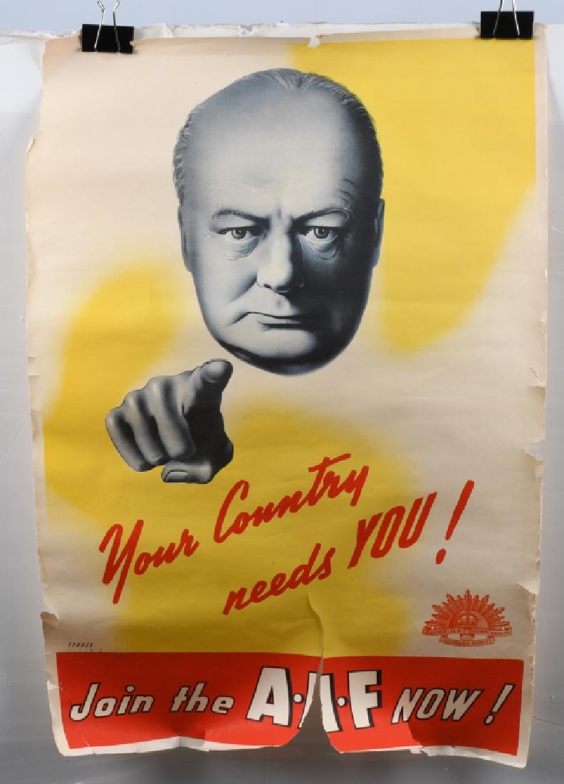 WWII AUSTRALIAN "JOIN THE AIF" W. CHURCHILL POSTER