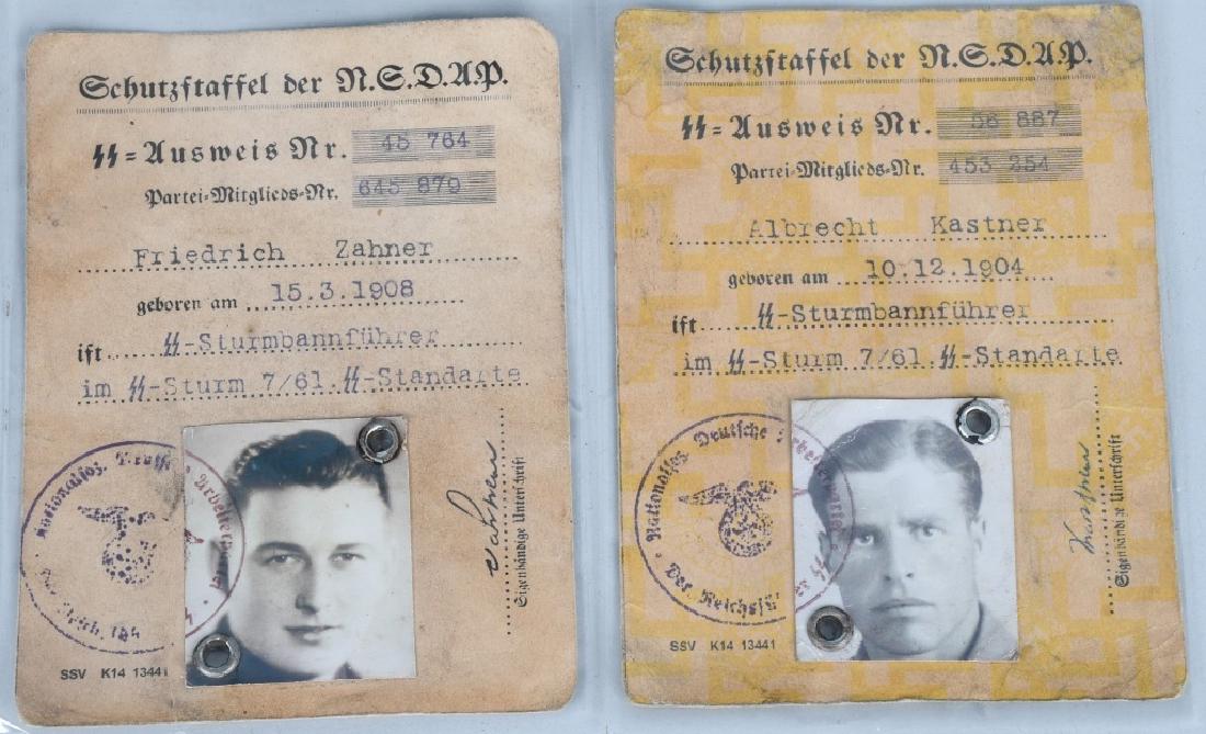 WWII NAZI GERMAN SS IDENTIFICATION CARDS