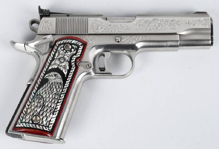 Colt Commander, Nickel, .45, Engraved