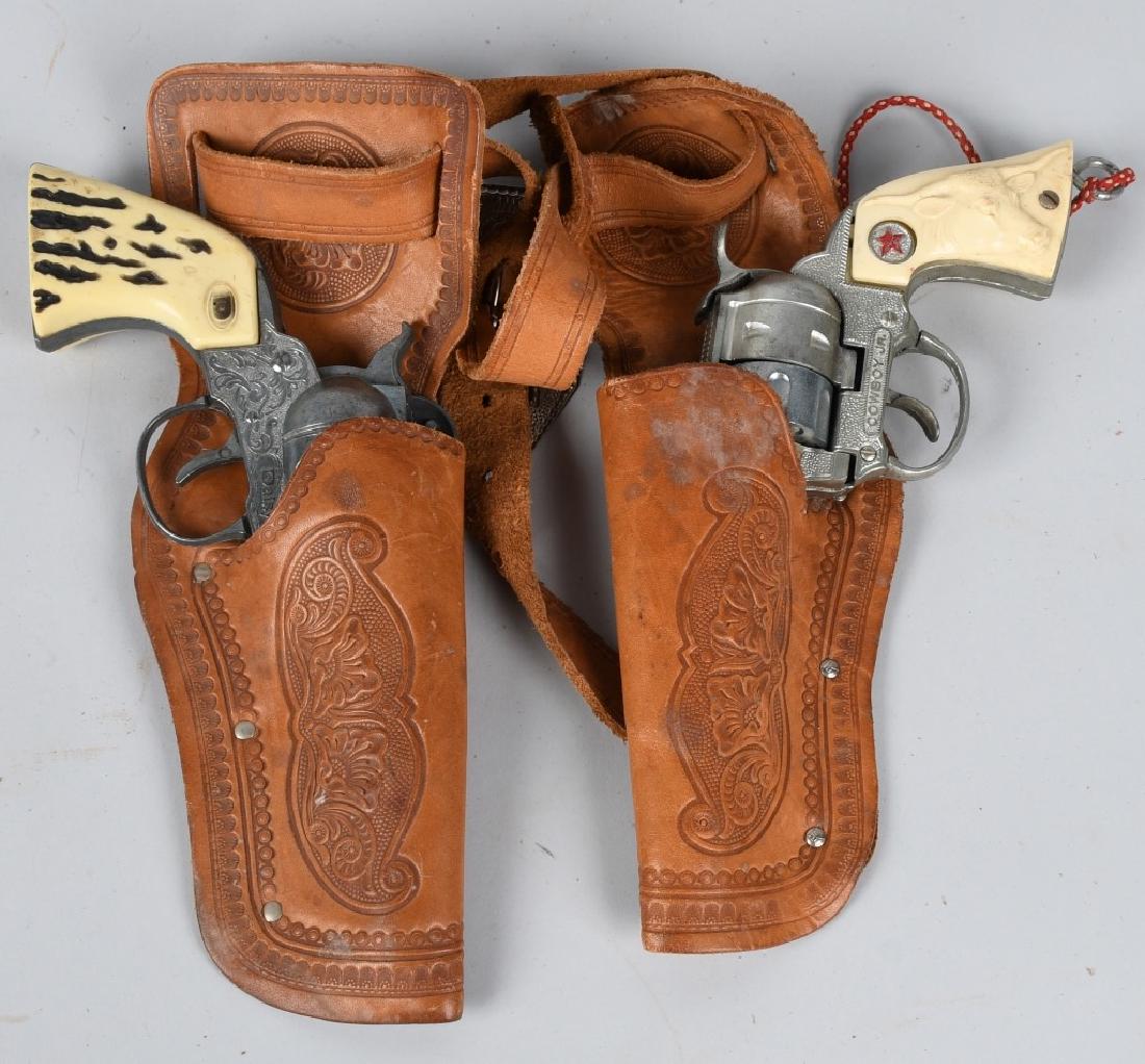 2 CAP GUN SET w/ LEATHER HOLSTER