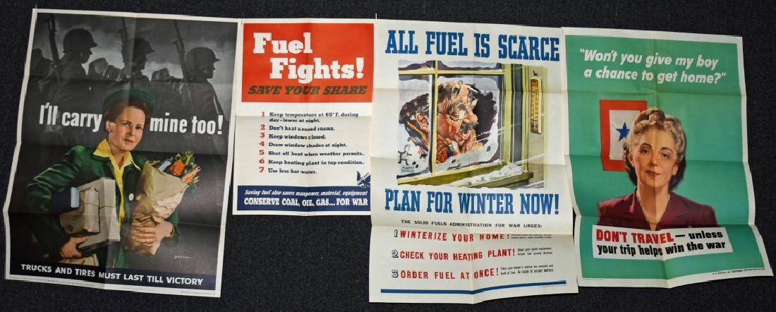 6- WWII FUEL RATIONING TRANSPORTATION DEPT POSTERS