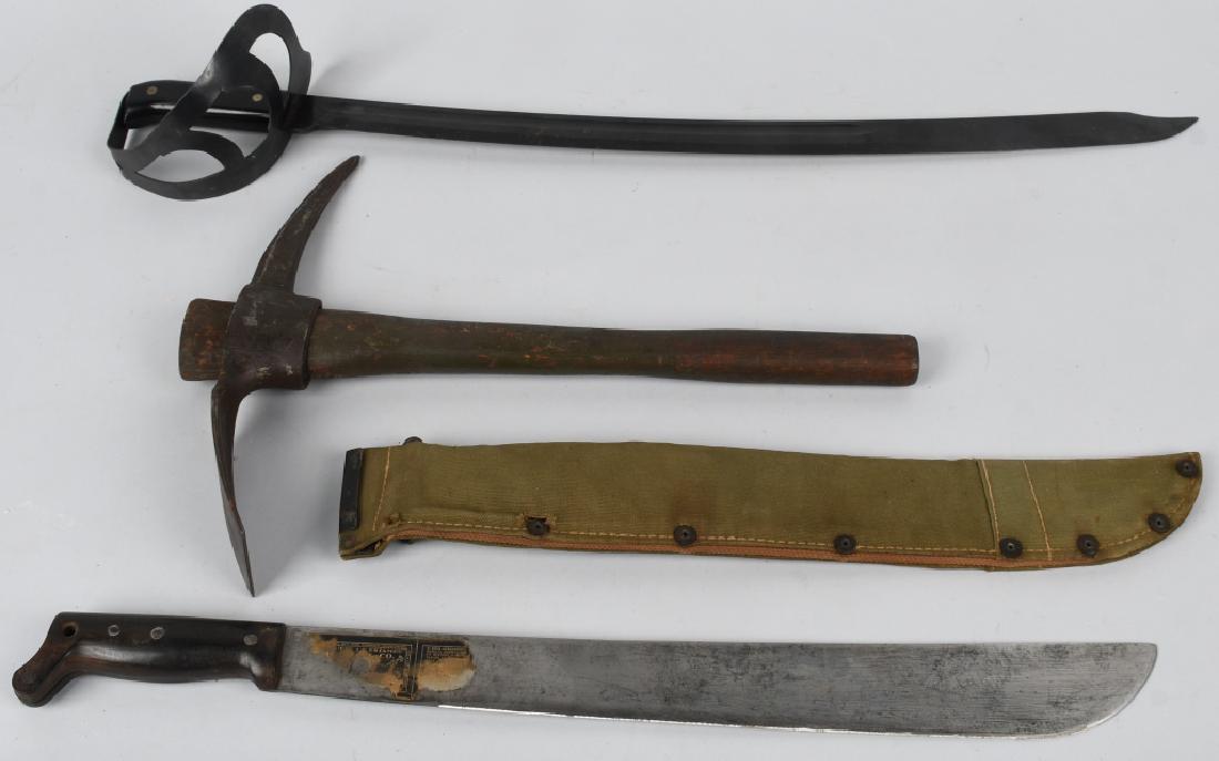 WWII US MILITARY MACHETE PICKAXE AND SWORD