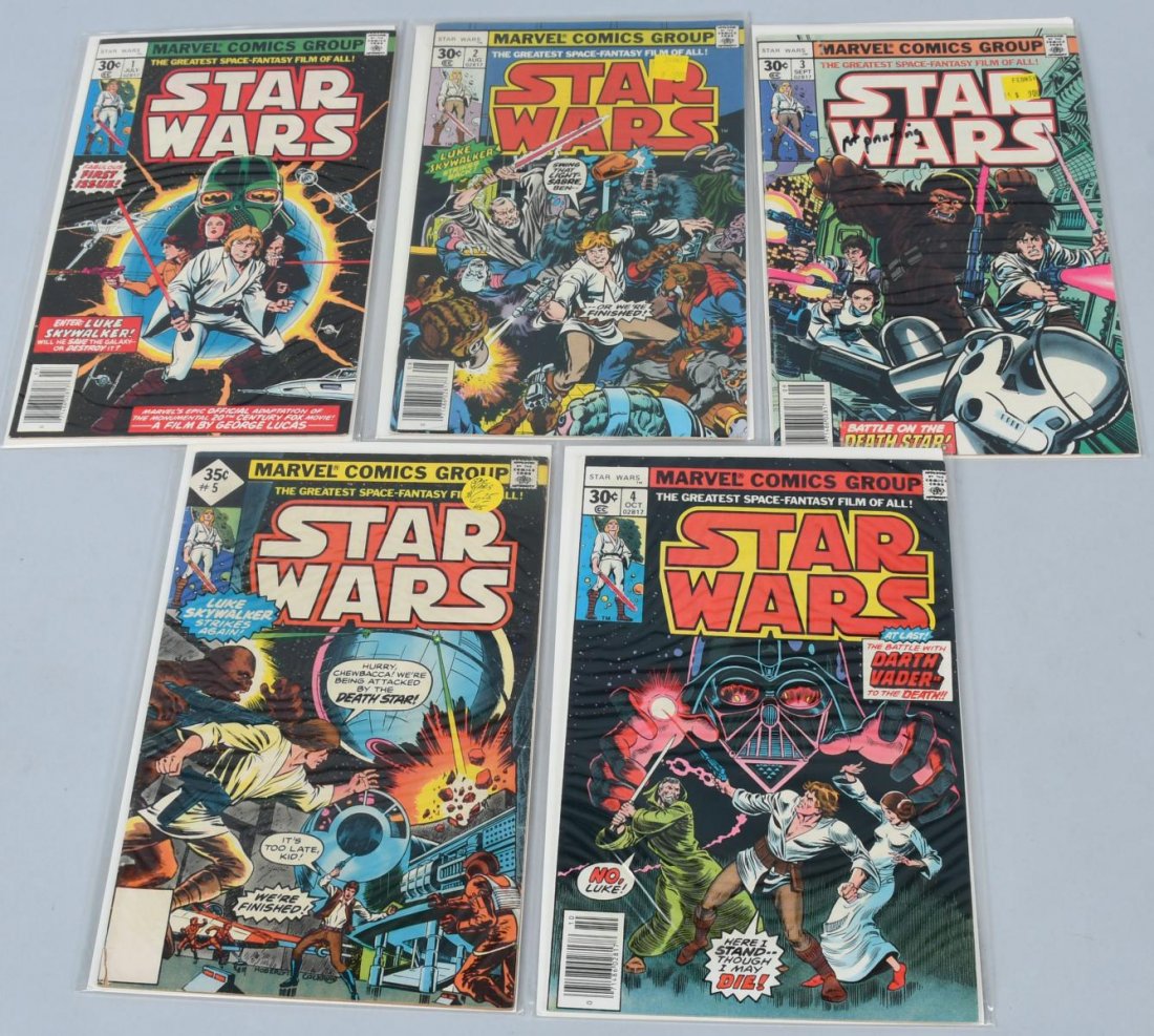 1977 MARVEL STAR WARS #1-#5 COMIC BOOKS
