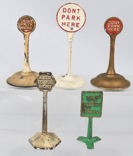 5 Vintage Signs Arcade Cast Iron And More