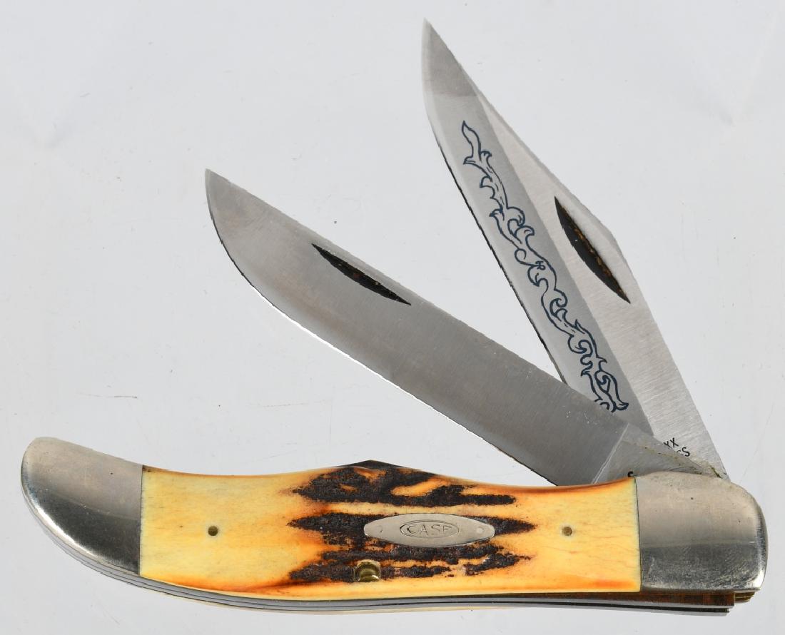 Case 5265 Sab 2 Blade Knife With Blue Scroll