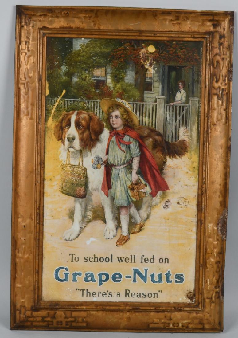 Grape Nuts Tin Self Framed Advertising Sign