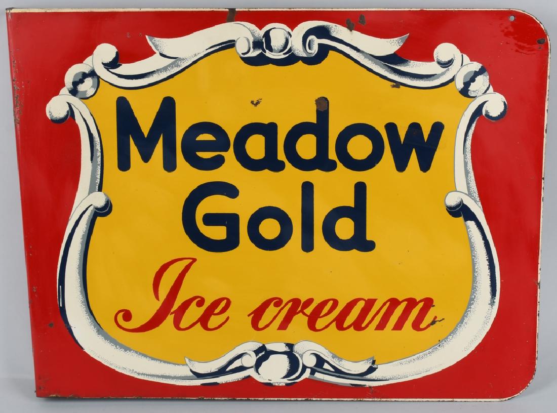 Meadow Gold Ice Cream Ds Tin Flange Sign