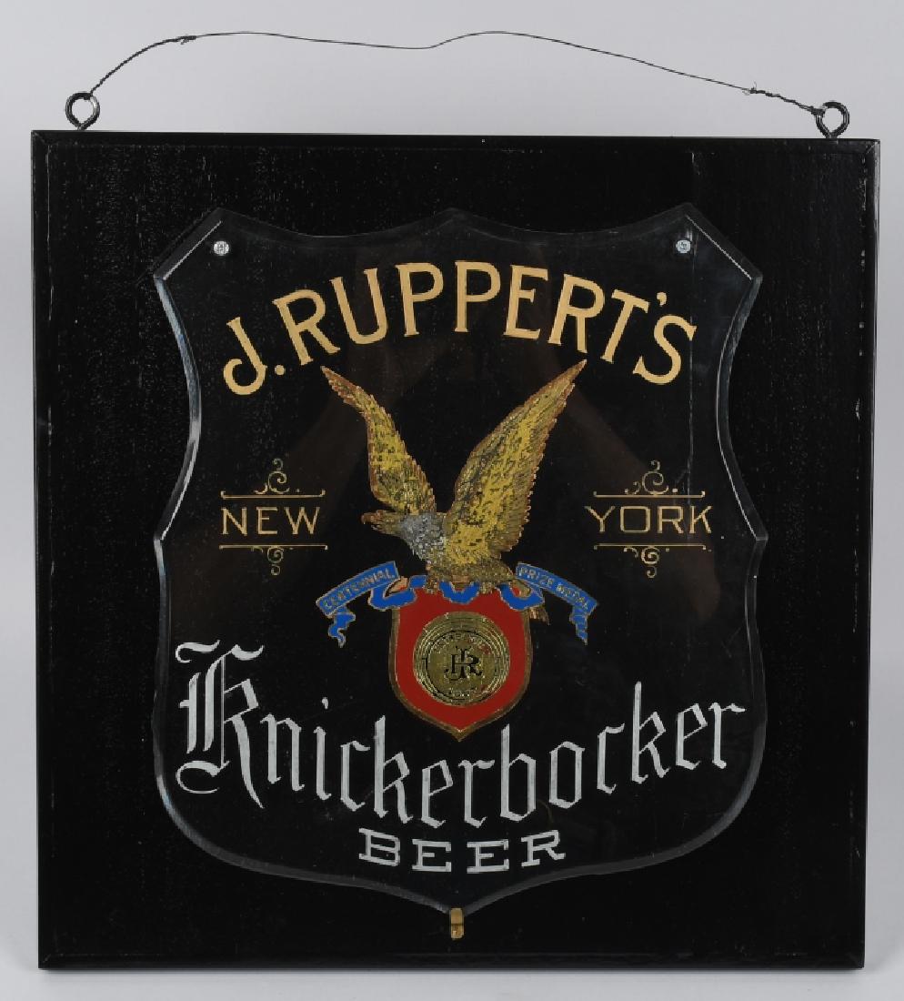 J. Rupert's Knickerbocker Beer Glass Shield Sign