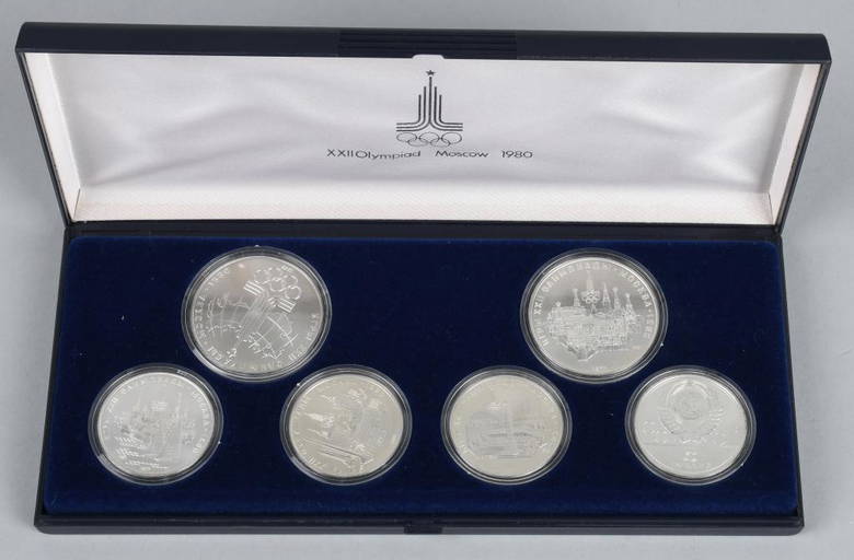 1980 Moscow Olympics Silver 6 Coin Set