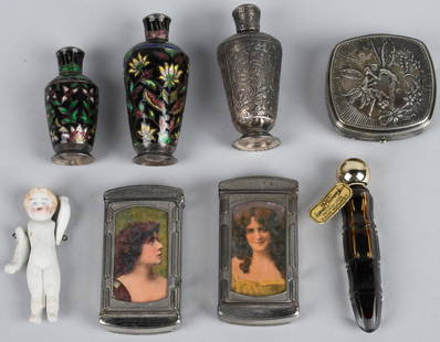 Continental Brass & Porcelain Figural Match Safe.