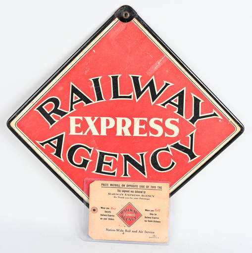 Railway Express Agency Sign & Waybill Tag