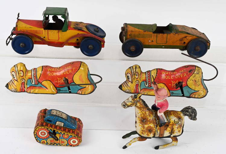 6 Vintage Tin Windup Marx Toys