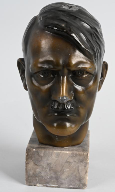 WWII NAZI GERMAN BUST OF ADOLF HITLER ON MARBLE | Barnebys