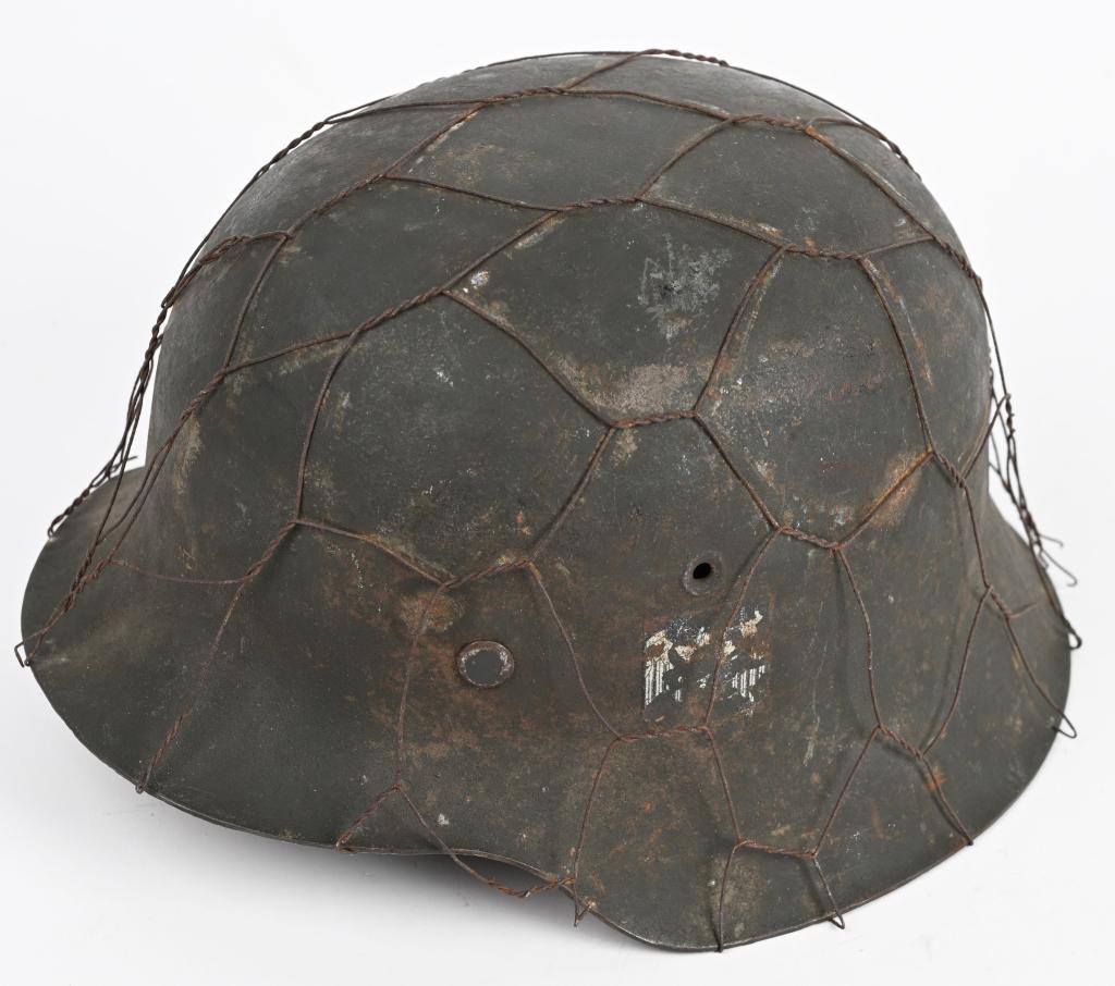 For Auction: WWII NAZI GERMAN HEER CHICKEN WIRE CAMO HELMET (#0562) on ...