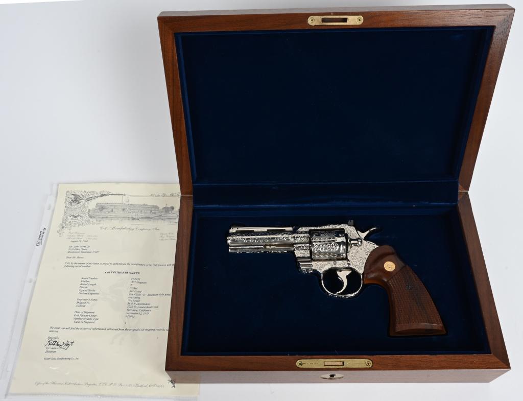 For Auction: CASED FACTORY ENGRAVED PYTHON REVOLVER (#0180) on Sep 26 ...