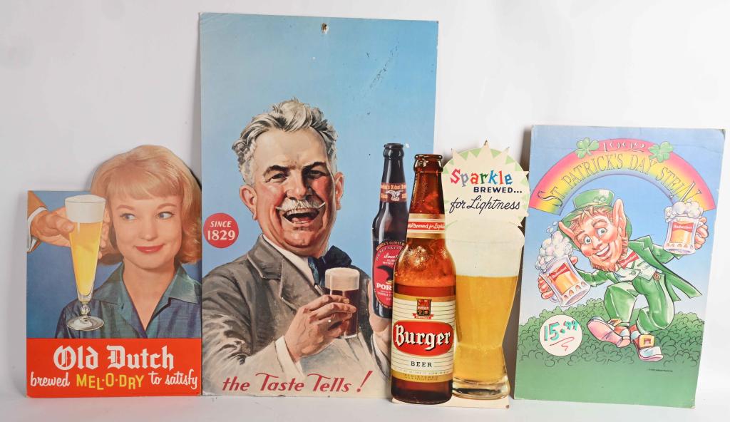 4 Vintage Cardboard Beer Advertising Signs