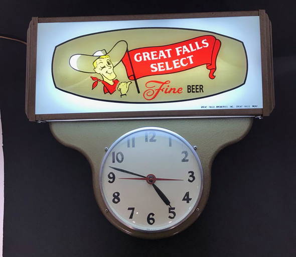 Great Falls Beer Lightup Clock Sign